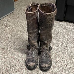 Frye | Shoes | Frye Veronica Distressed Brown Leather Buckle Accent ...